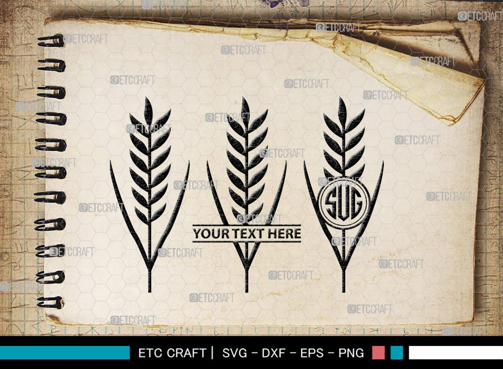 Wheat Monogram, Wheat Silhouette, Wheat SVG, Grain Svg, Barley Svg, Wh ...