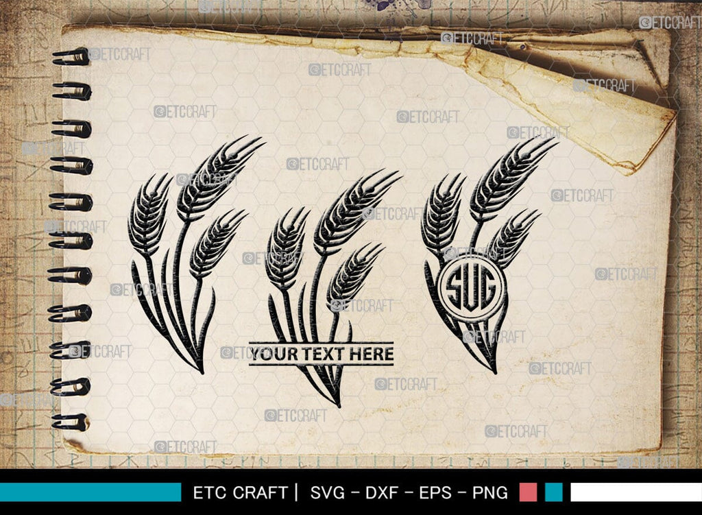Wheat Monogram, Wheat Silhouette, Wheat SVG, Grain Svg, Barley Svg, Wh ...
