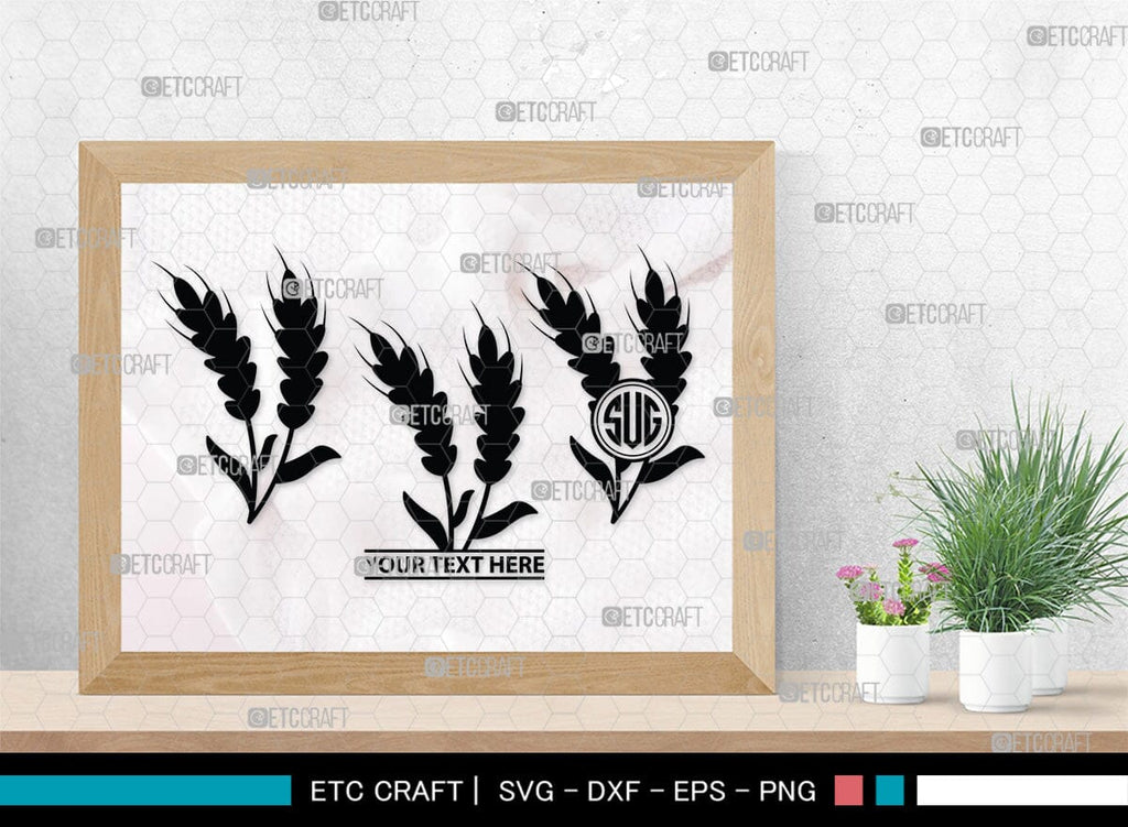 Wheat Monogram, Wheat Silhouette, Wheat SVG, Grain Svg, Barley Svg, Wh ...