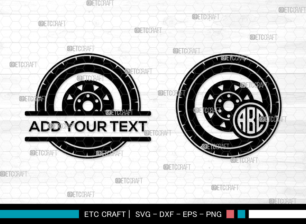 Wheel Monogram SVG, Split Monogram SVG, Car Wheel Svg, Truck Wheel Svg ...