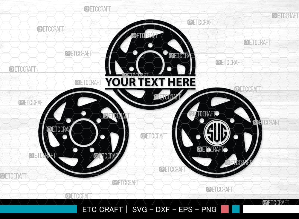 Wheel Monogram, Wheel Hubcap Silhouette, Wheel Hubcap Svg, Auto Rubber ...