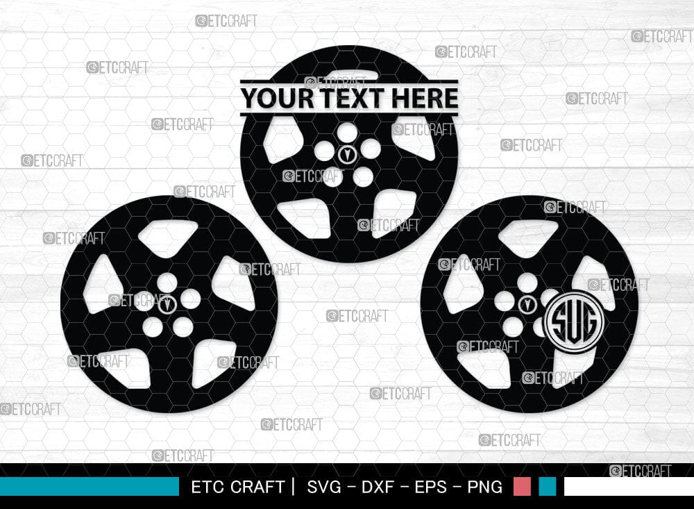 Wheel Monogram, Wheel Hubcap Silhouette, Wheel Hubcap Svg, Auto Rubber ...