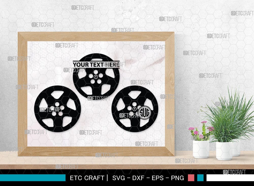 Wheel Monogram, Wheel Hubcap Silhouette, Wheel Hubcap Svg, Auto Rubber ...