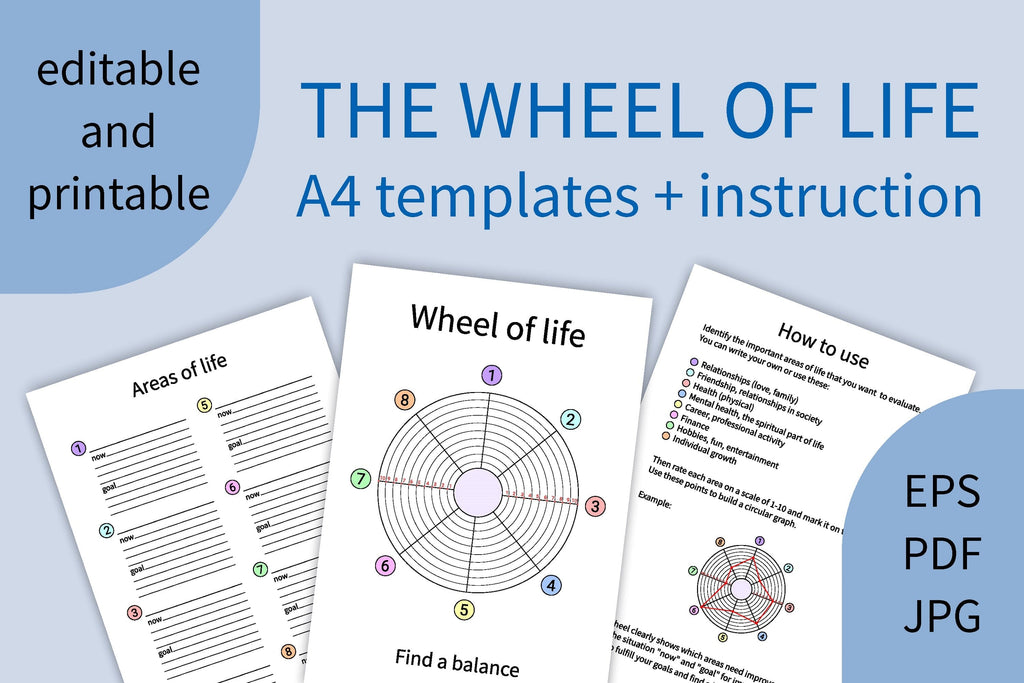 Wheel of Life Balance | Printable Planner Template - So Fontsy