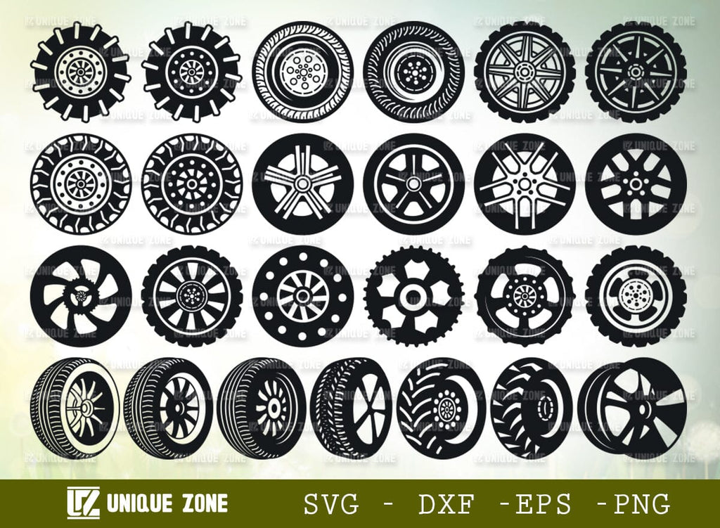 Wheel SVG Bundle, Tire Svg, Car Wheel Svg, Wheel Silhouette, Truck ...