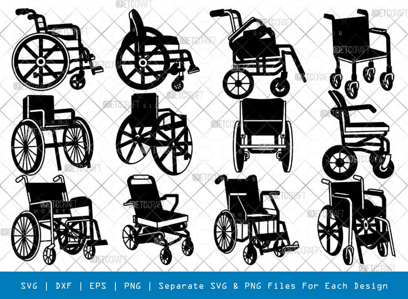 Wheelchair Svg Silhouette Cricut Cut Files Png Bundle, SB01036 - So Fontsy