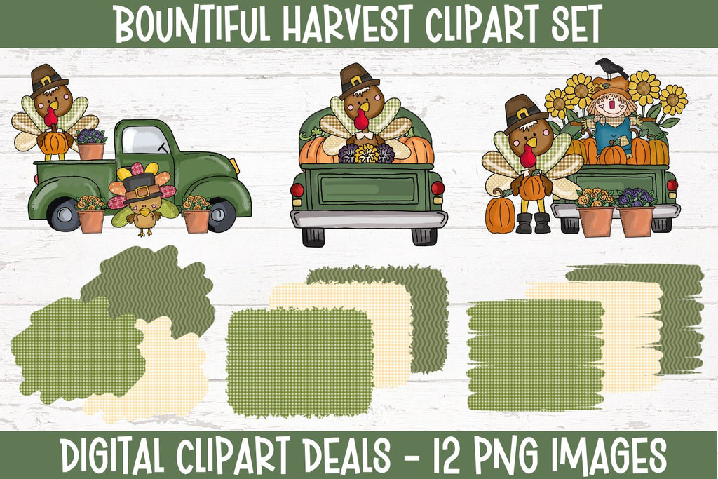 Whimsical Autumn Clipart Set | Turkey, Pumpkins, Scarecrows | DIY ...
