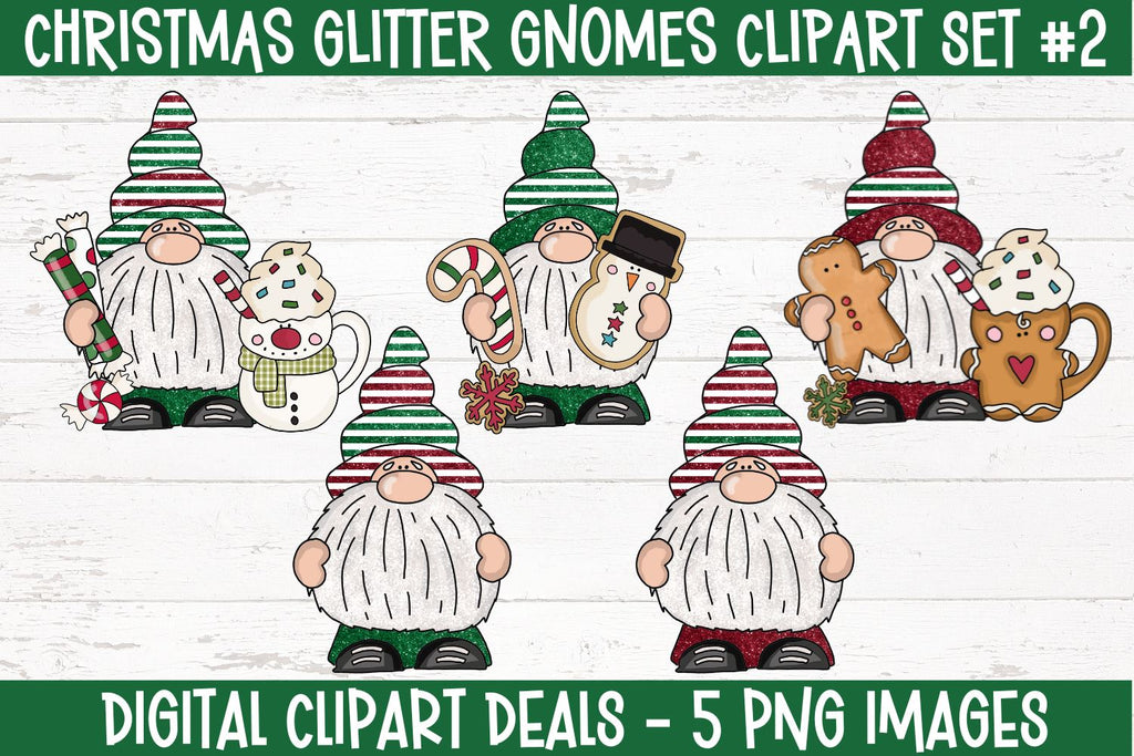 Whimsical Christmas Glitter Gnomes - Christmas Gnomes Clipart Set #2 ...