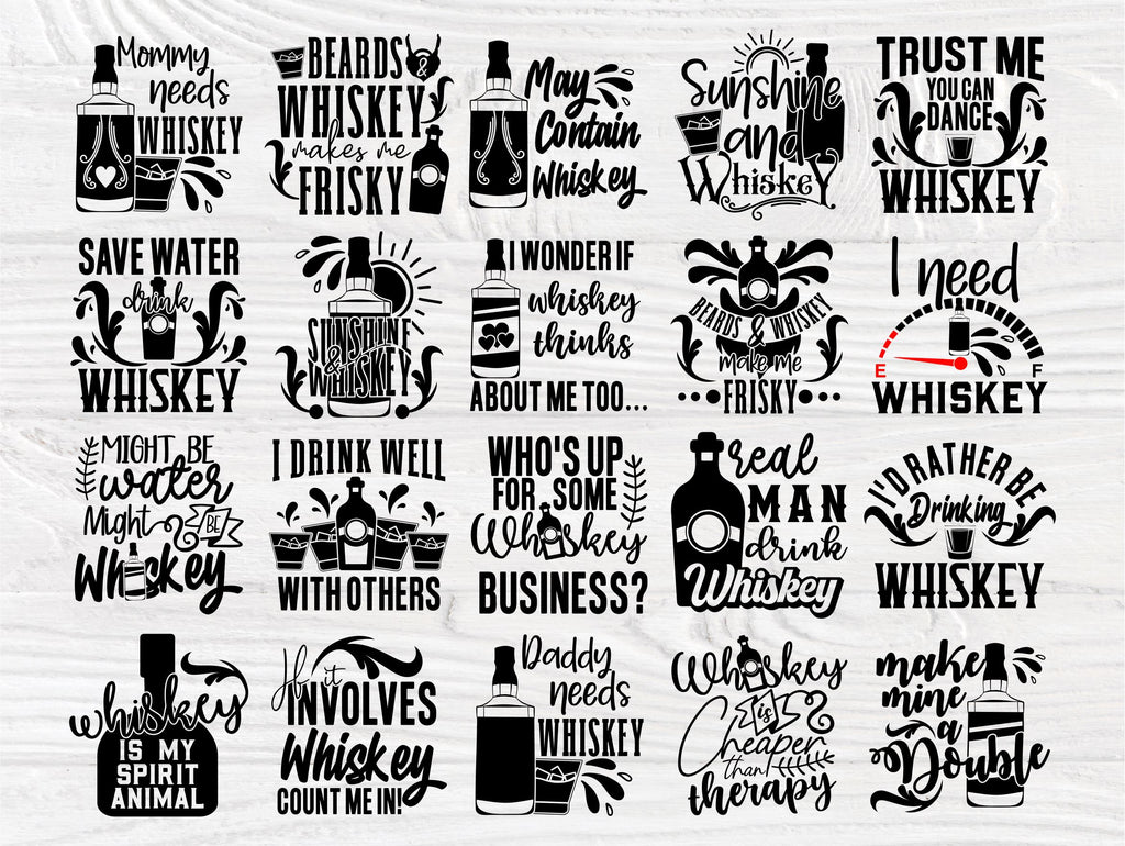 Whiskey SVG Bundle, Drinking Svg, Cricut Cut Files - So Fontsy