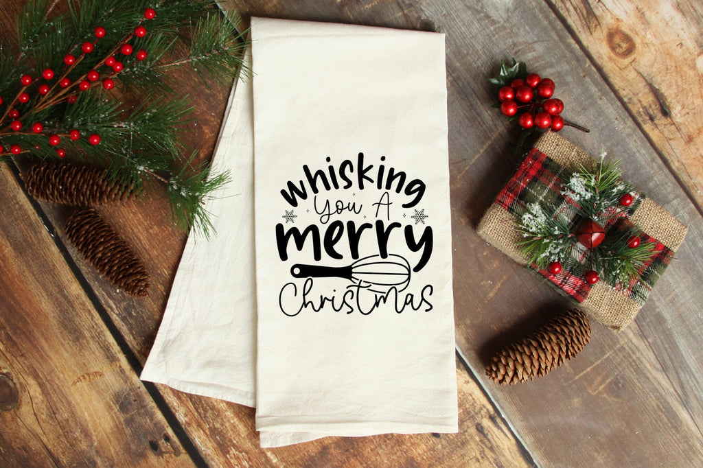 Whisking You a Merry Christmas Kitchen Towels SVG - So Fontsy