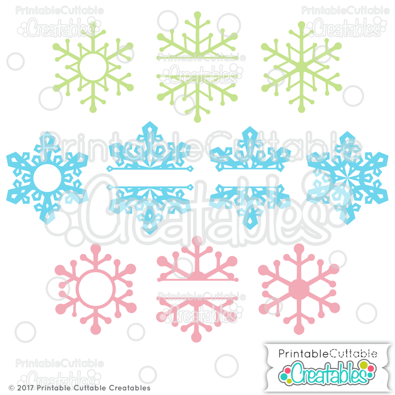 Whole Split Circle Monogram Frame Snowflake SVG Set - So Fontsy