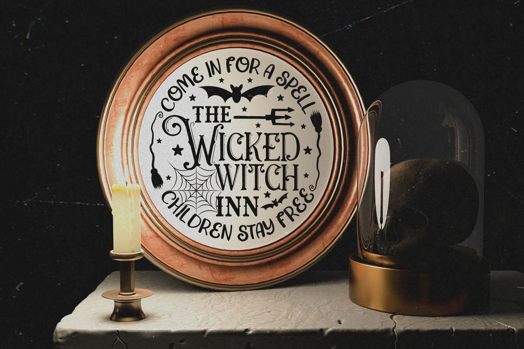 Wicked Witch Inn SVG, Halloween Sign SVG - So Fontsy