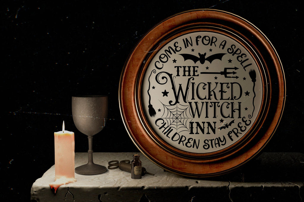 Wicked Witch Inn SVG, Halloween Sign SVG - So Fontsy