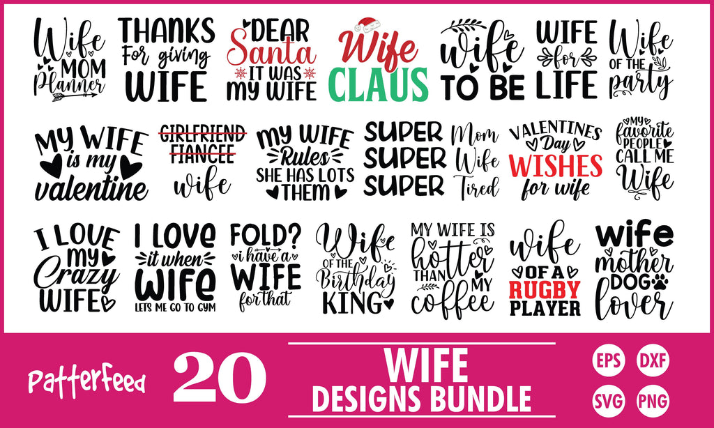 Wife SVG Designs Bundle - So Fontsy