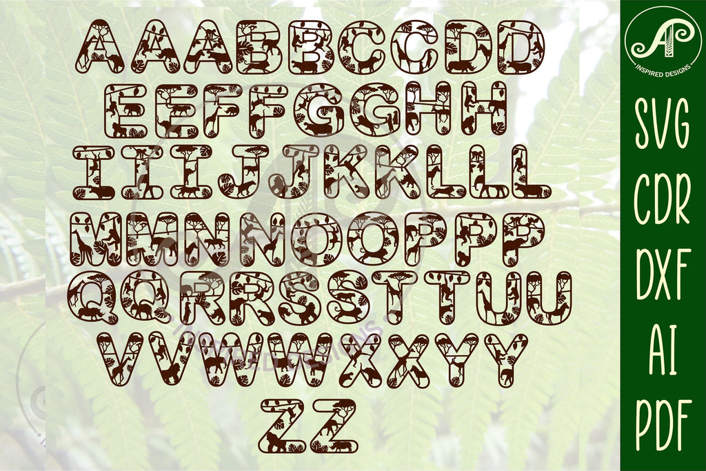 Wild animal alphabet set , 56 letter options SVG files - So Fontsy
