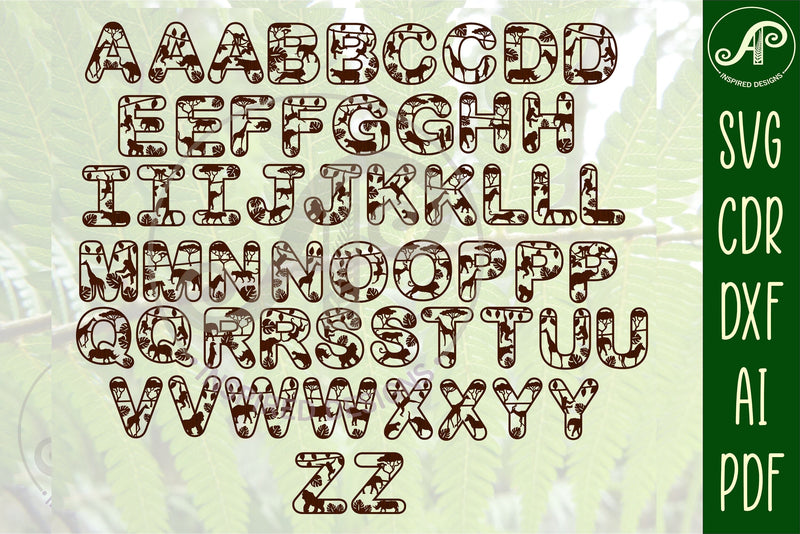 Wild animal alphabet set , 56 letter options SVG files - So Fontsy