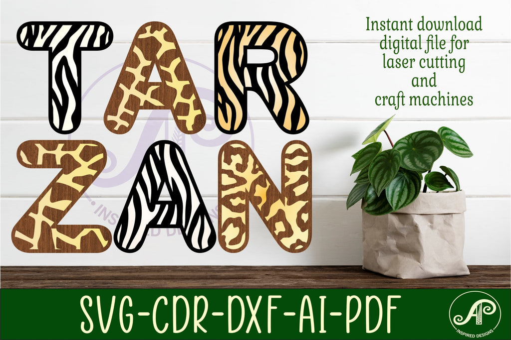Wild animal print letters alphabet set. 78 layered letter - So Fontsy