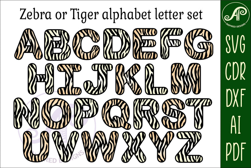 Wild animal print letters alphabet set. 78 layered letter - So Fontsy