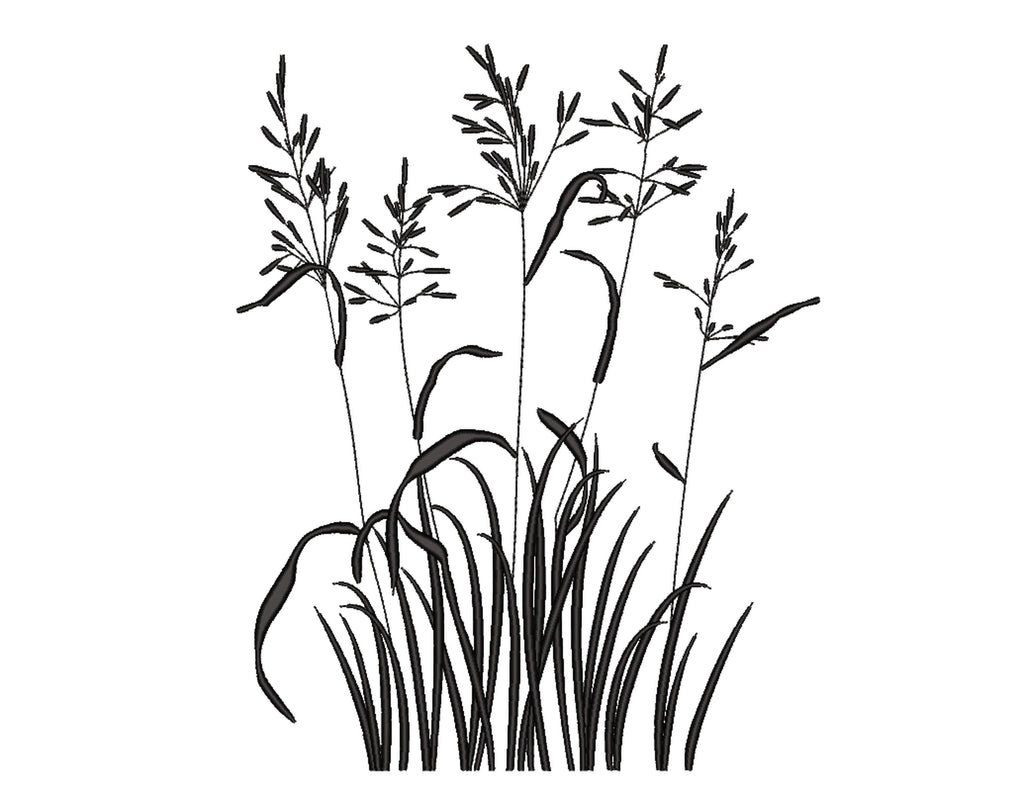 Wild Cereal Embroidery Design, Grass Embroidery File, 6 sizes - So Fontsy