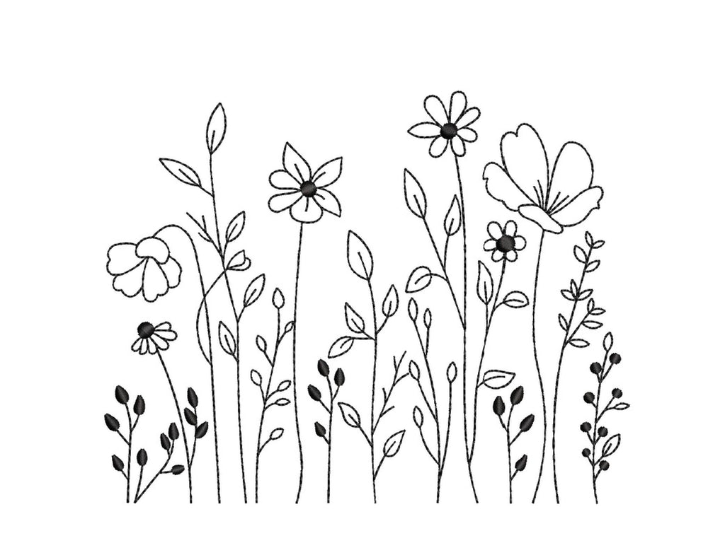 Wildflowers Machine Embroidery Design, 4 sizes, Instant Download - So ...