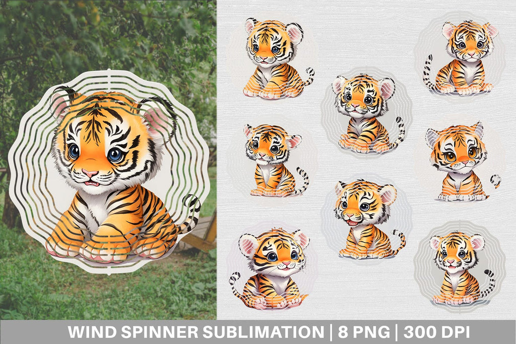 Cute Baby Tiger Wind Spinner | Sublimation Spinner Design - So Fontsy