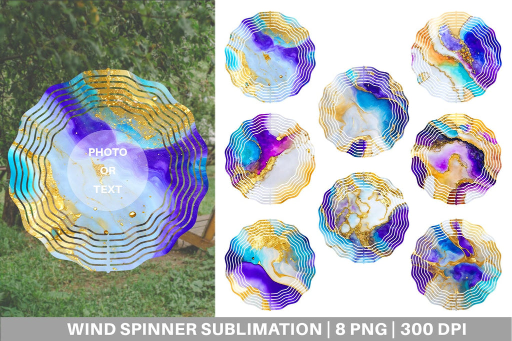 Alcohol Ink iridescent Wind Spinner | Sublimation Spinner - So Fontsy