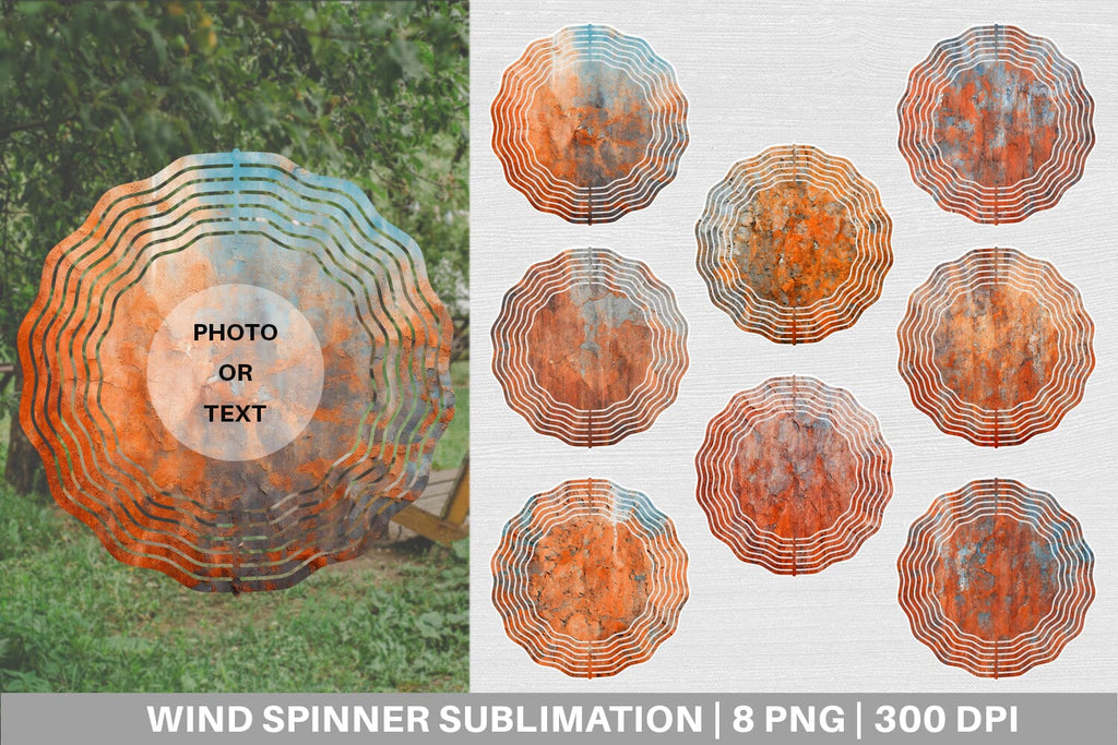 Rusty Distressed Wind Spinner | Sublimation Spinner Design - So Fontsy