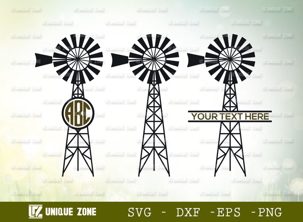 Wind Turbine Monogram SVG Cut File, Wind Turbines Landscape Svg, Wind ...