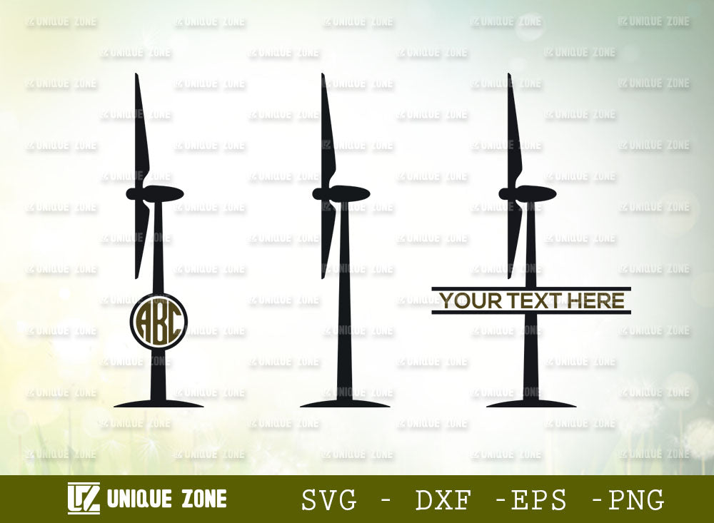 Wind Turbine Monogram SVG Cut File, Wind Turbines Landscape Svg, Wind ...