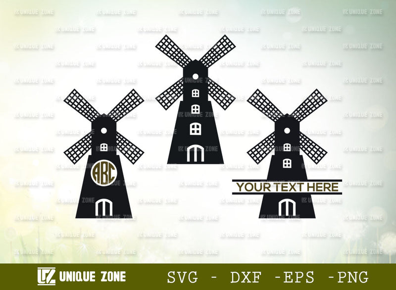 Wind Turbine Monogram SVG Cut File, Wind Turbines Landscape Svg, Wind ...