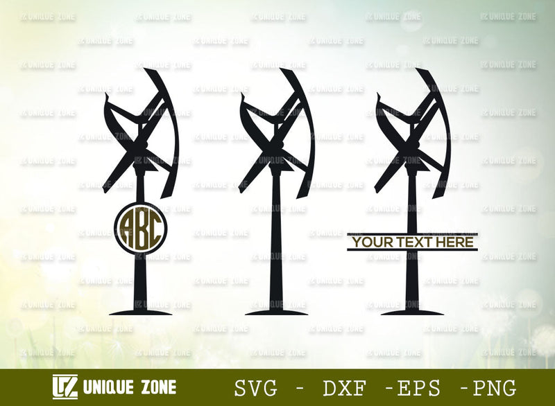 Wind Turbine Monogram SVG Cut File, Wind Turbines Landscape Svg, Wind ...