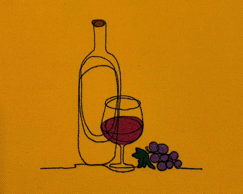Wine bottle, wine glass and grapes Machine Embroidery Design 2 - So Fontsy