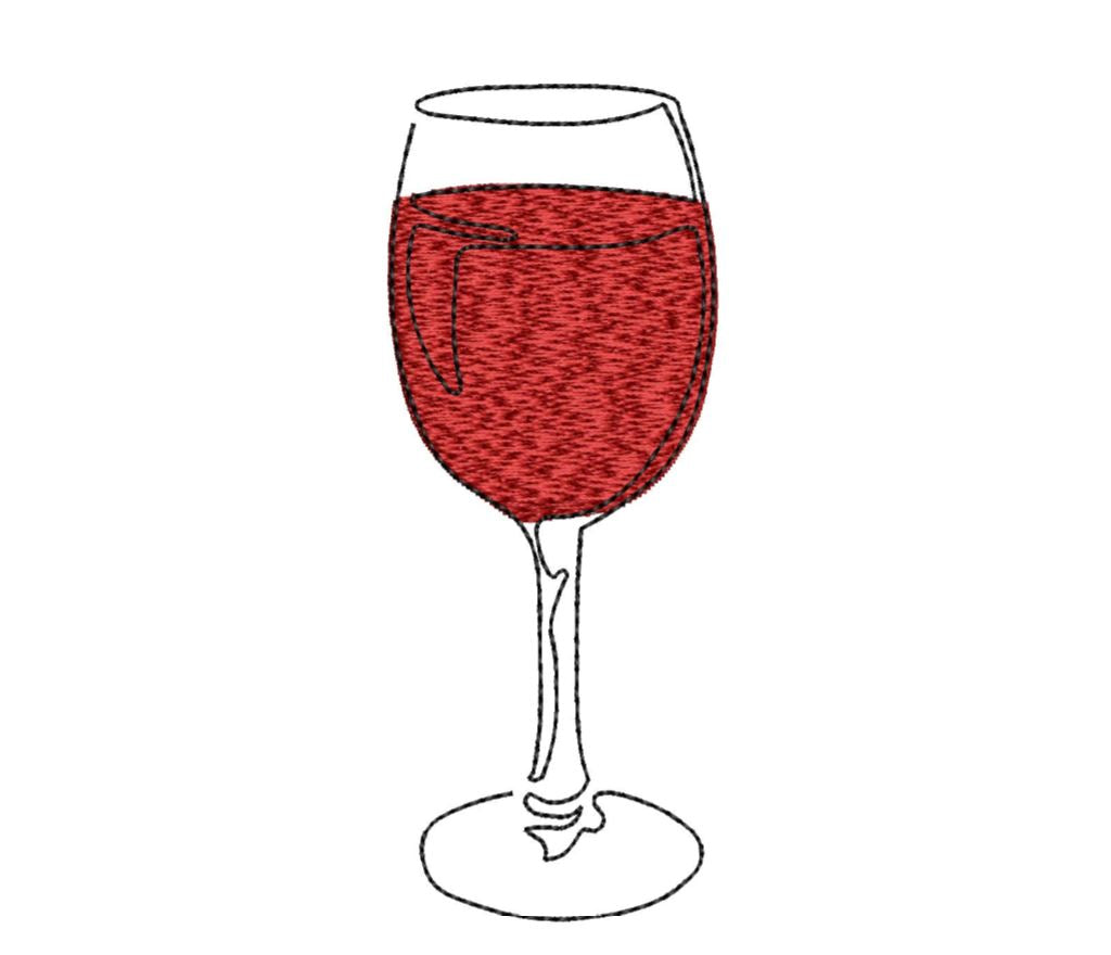Wine Glass Machine Embroidery Design - So Fontsy