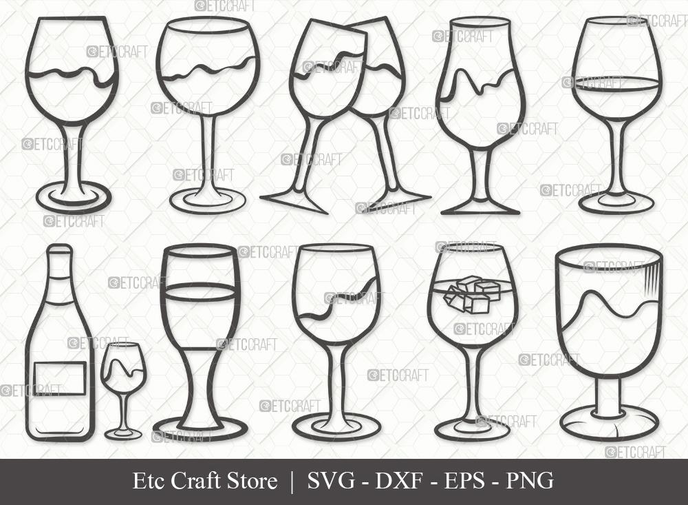 Wine Glass Outline SVG Cut File | Drinking Glass Svg | Alcohol Glass ...