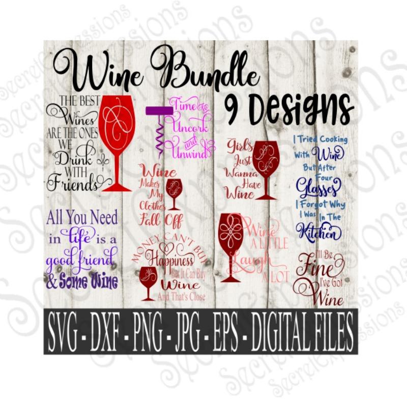 Wine SVG Bundle Digital Files - So Fontsy