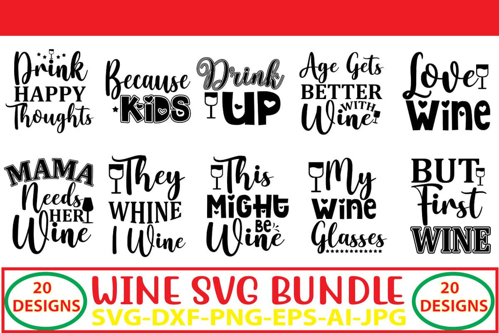 Wine SVG Bundle - So Fontsy