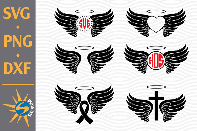 Wing Monogram SVG, PNG, DXF Digital Files Include - So Fontsy