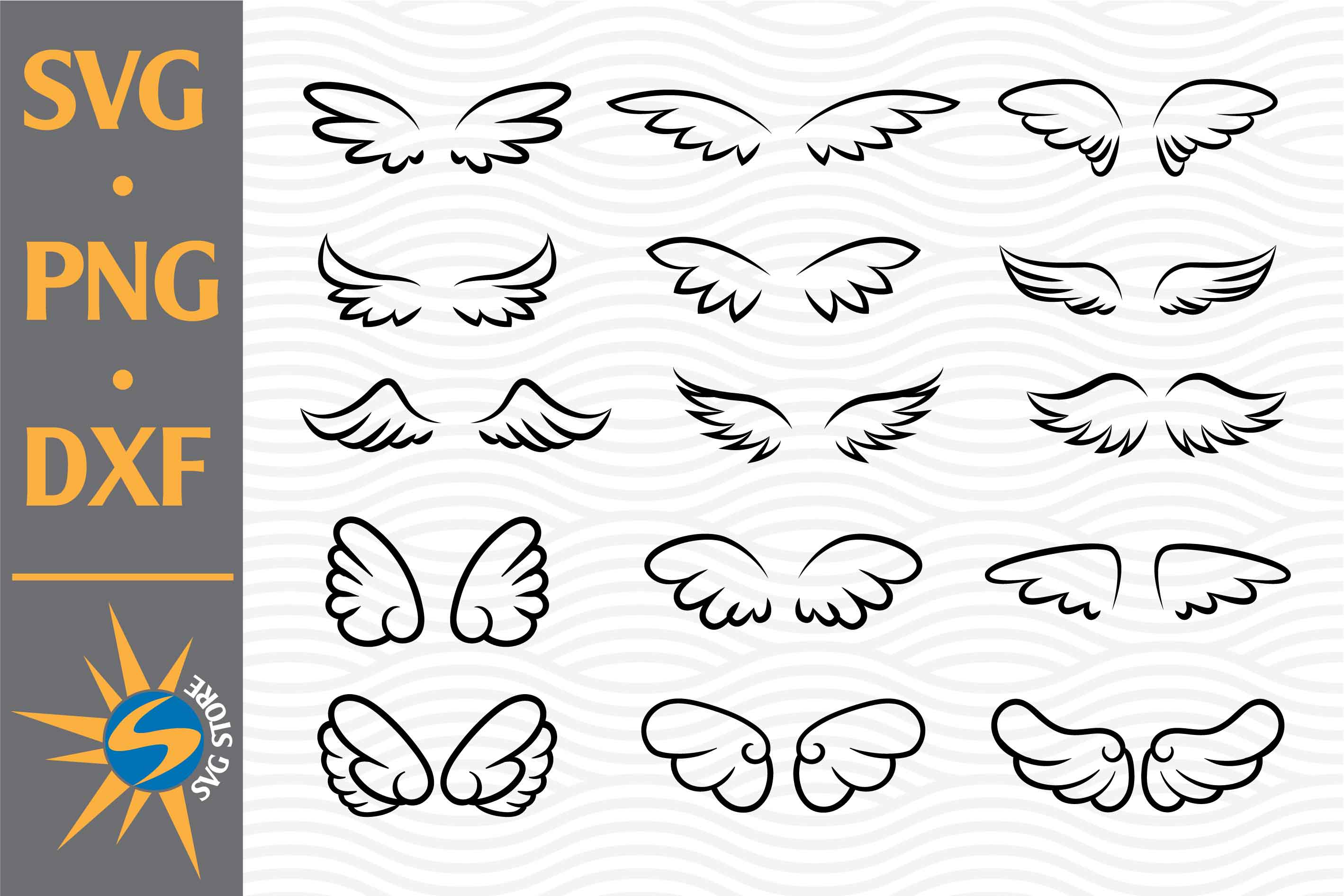 Wing SVG, PNG, DXF Digital Files Include - So Fontsy