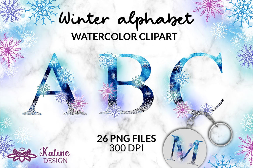 Winter Alphabet Clipart Christmas Monogram Letters Png, Sublimation ...