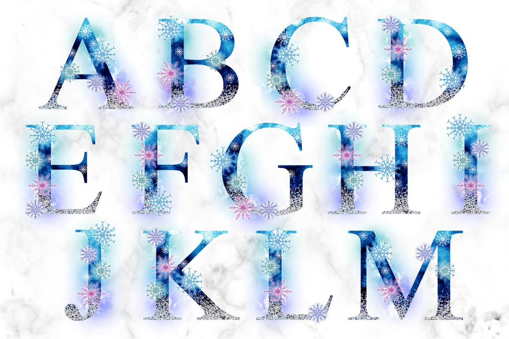 Winter Alphabet Clipart Christmas Monogram Letters Png, Sublimation ...
