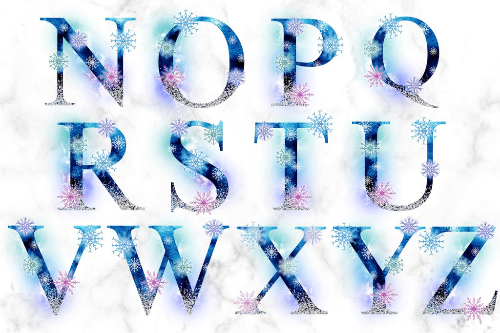 Winter Alphabet Clipart Christmas Monogram Letters Png, Sublimation ...