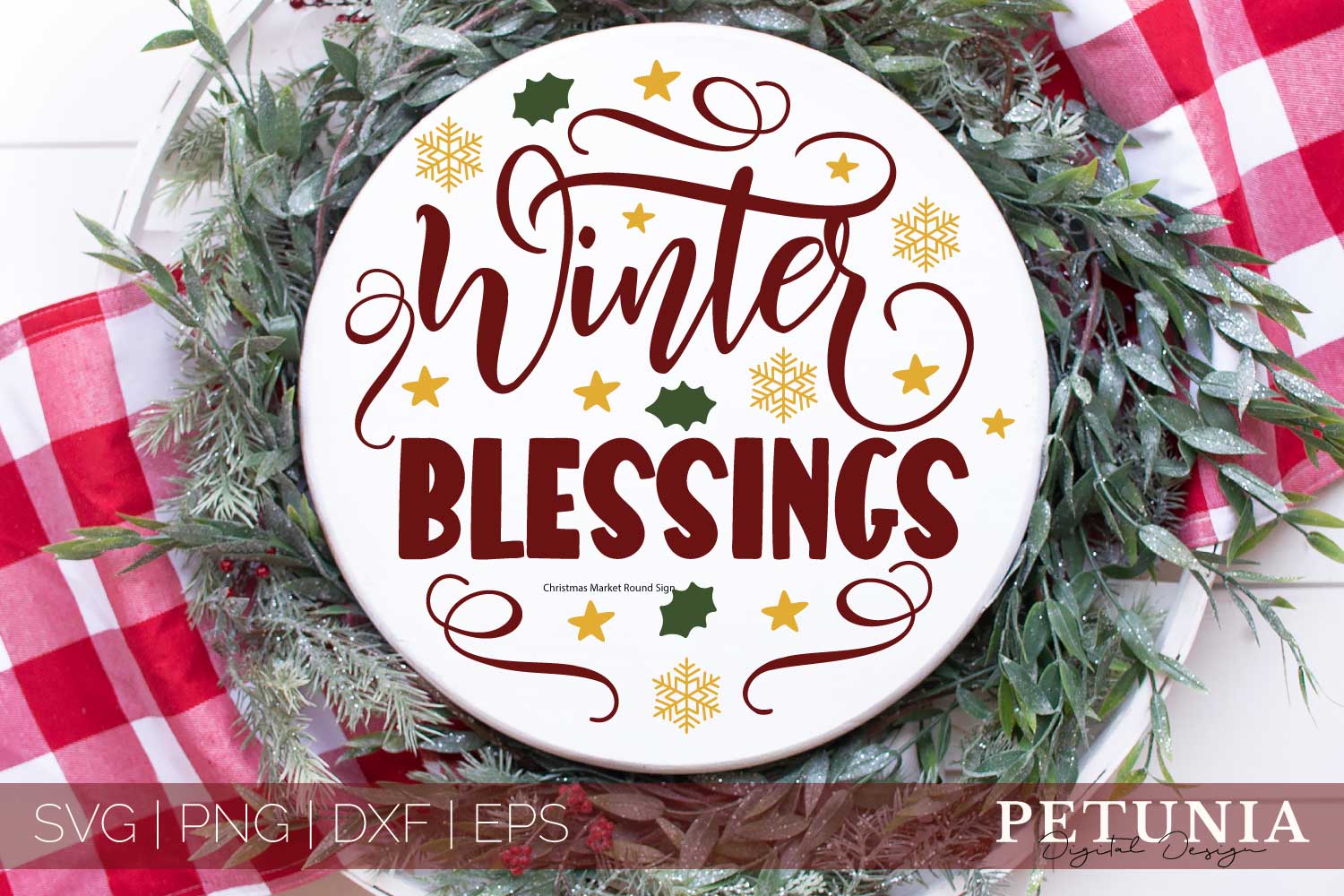 Winter Blessings | Christmas Round Sign SVG - So Fontsy