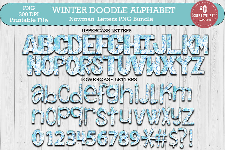 Winter Doodle Alphabet Nowman Letters Bundle - So Fontsy