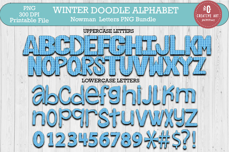 Winter Doodle Alphabet Nowman Letters Bundle - So Fontsy