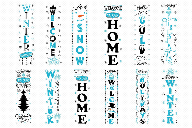 Winter Porch Sign SVG Bundle - So Fontsy
