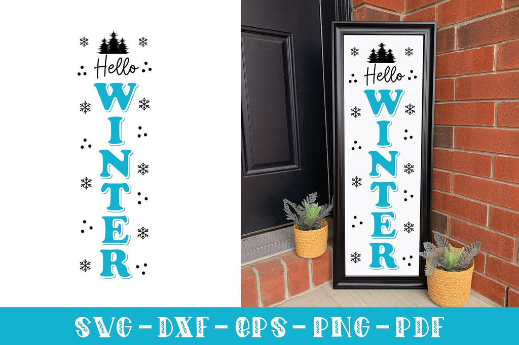 Winter Porch Sign SVG | Hello Winter - So Fontsy