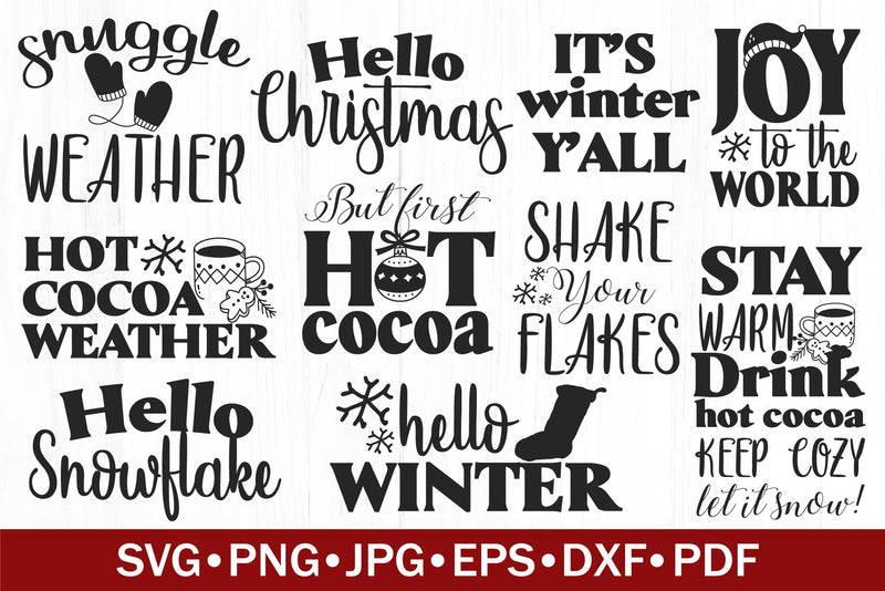 Winter SVG Bundle | Christmas Quotes Bundle - So Fontsy