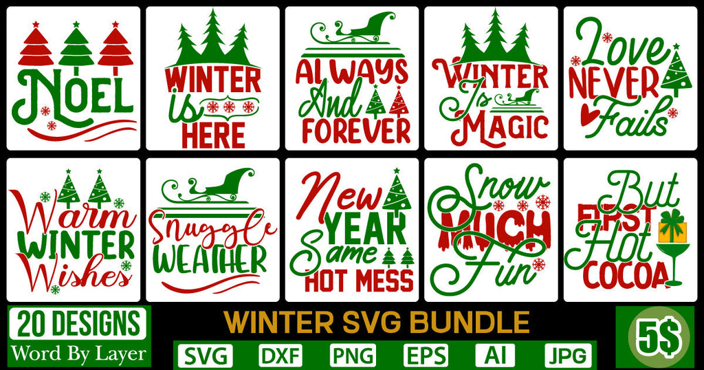 Winter Svg Bundle SVG Cut File - So Fontsy