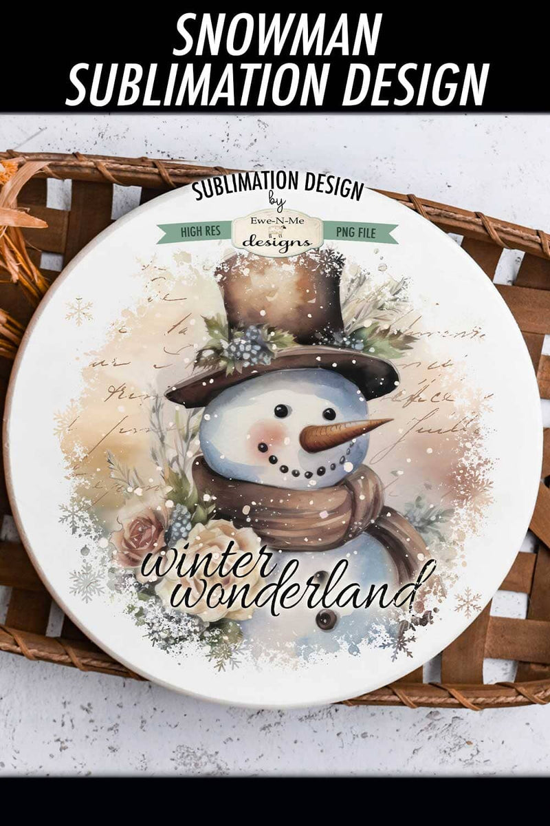 Winter Wonderland Rustic Snowman Sublimation Design - So Fontsy