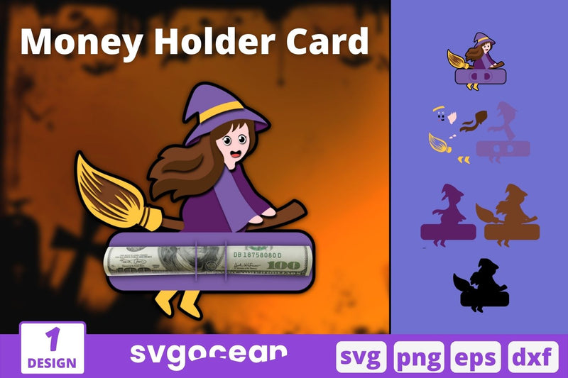 Witch Money Holder Card Svg - So Fontsy
